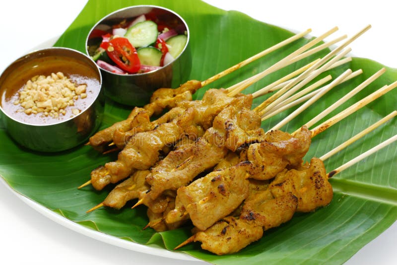 Moo Satay, Pork Satay, Thai Cuisine Stock Photo - Image of bamboo ...