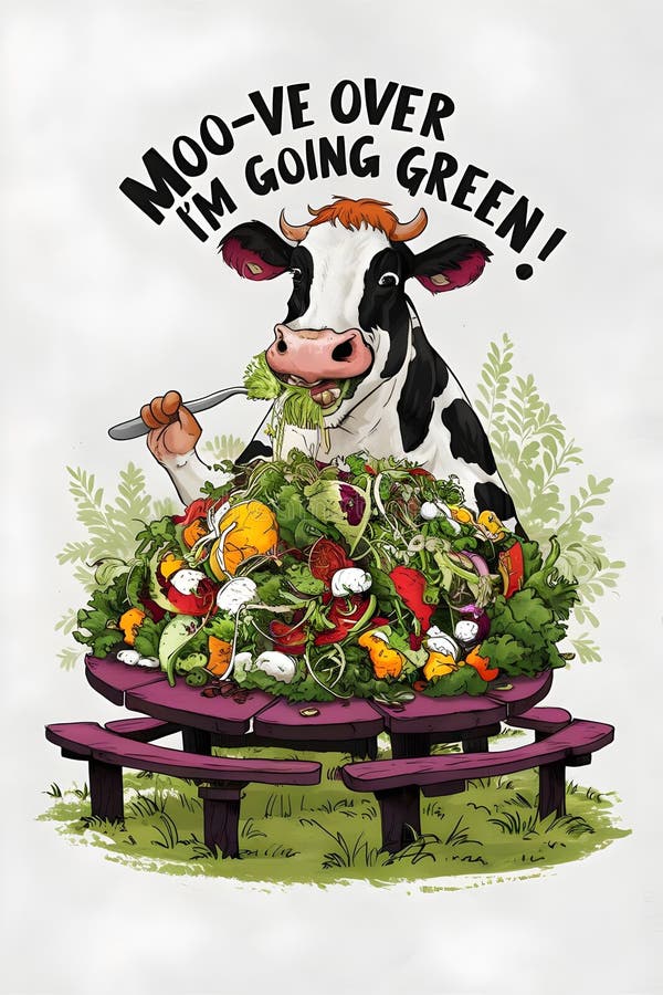 Moo-ve Over, I am Going Green Stock Illustration - Illustration of farm ...