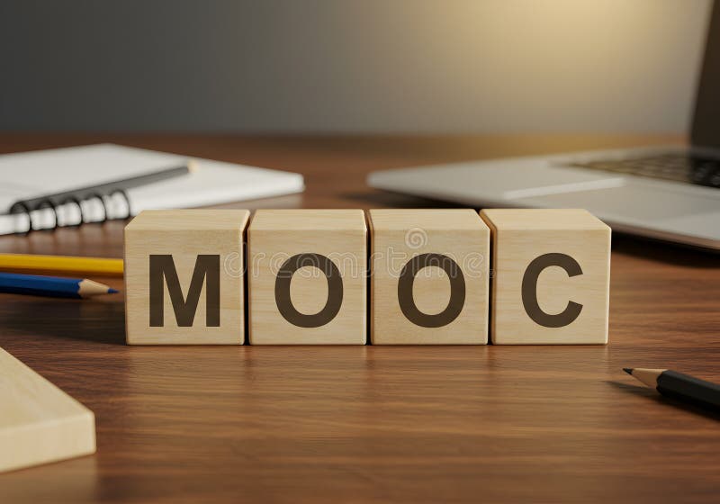Mooc Massive Open Online Course Concept with Wooden Blocks for Education and E Learning ...