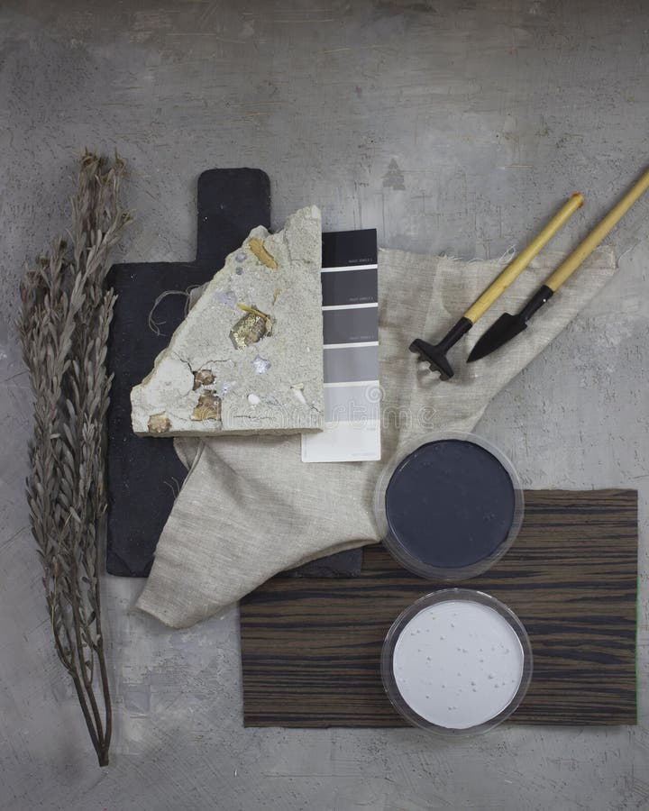 Mood Board Color Palette for Interior Design and Decor Stock Image ...