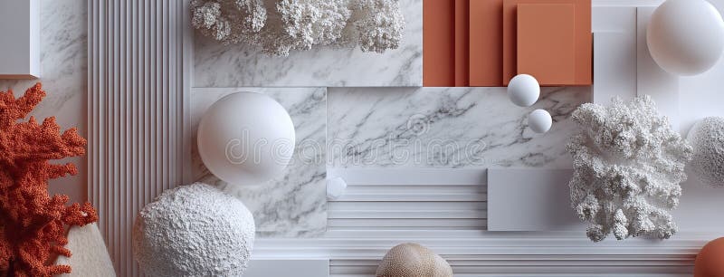 Mood Board Features Various Textures of Marble, Glass, and Natural ...