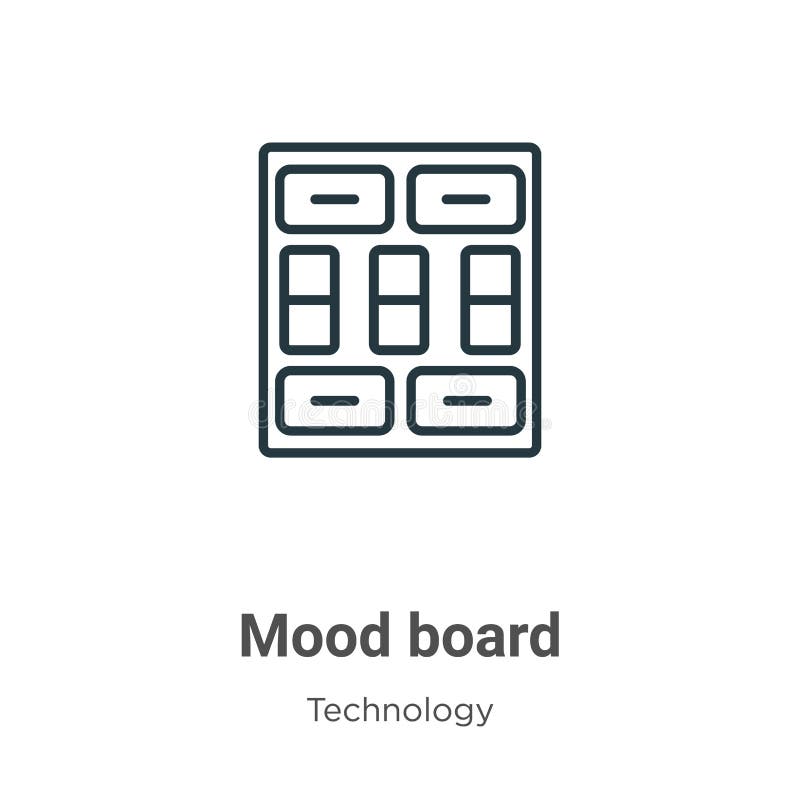 Mood Board Outline Vector Icon. Thin Line Black Mood Board Icon, Flat ...