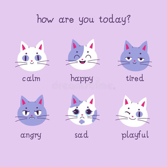 Mood Chart with Cute Cat Faces. Vector Graphics Stock Vector ...