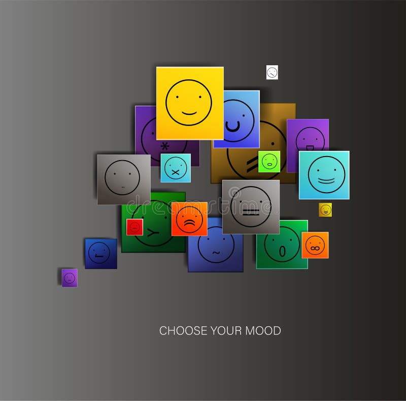 Mood Concept, Digital Mood Concept, Different Face Icons Create a Brain ...