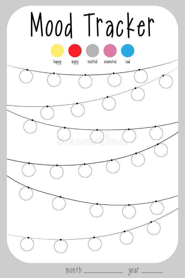 Mood Diary for a Month. Mood Tracker Calendar. Keeping Track of ...