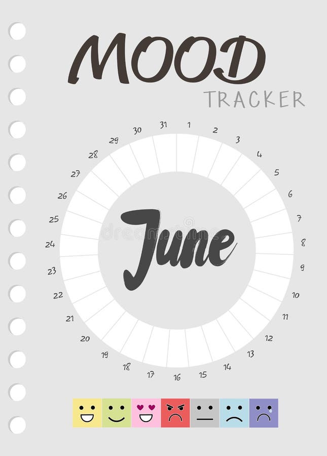 Mood Diary for a Month. Mood Tracker Calendar. Keeping Track of ...