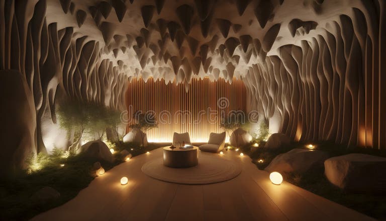 A Mood-lit Meditation Room, Ai Created Image Stock Illustration ...