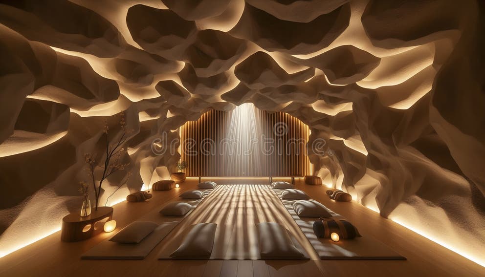 A Mood-lit Meditation Room, Ai Created Image Stock Illustration ...