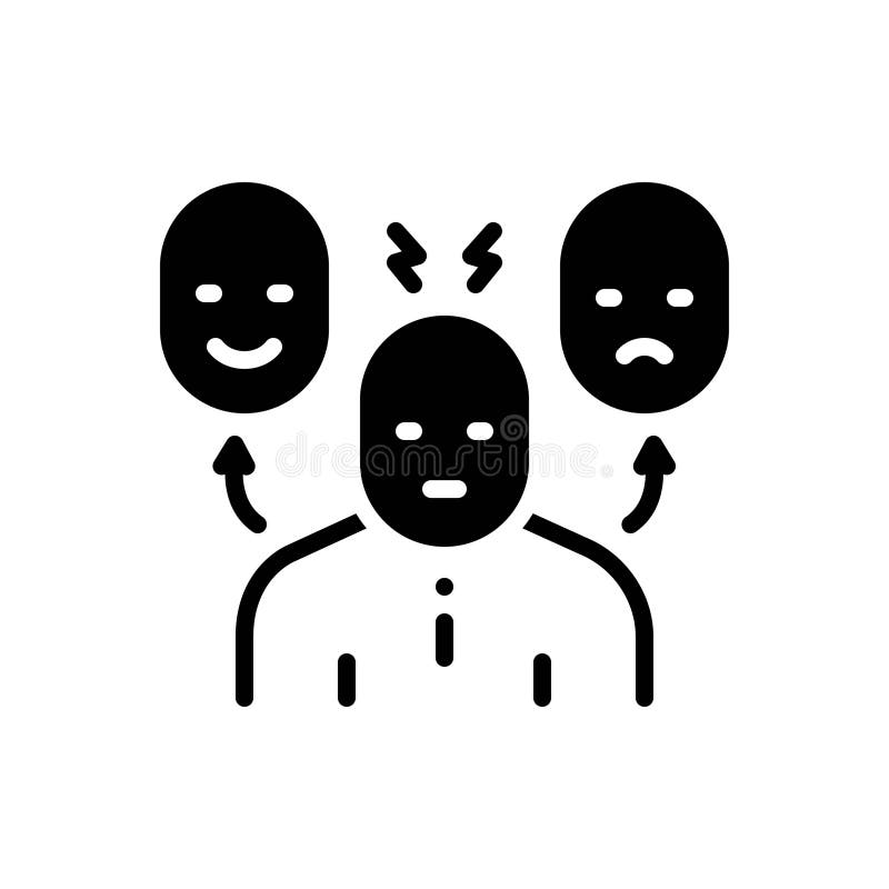 Black Solid Icon for Mood Swing, Mood and Disorder Stock Illustration ...