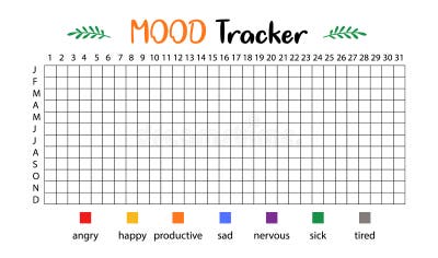Mood Tracker Calendar. Year in Pixels, Mood Planner, Feelings Tracker ...