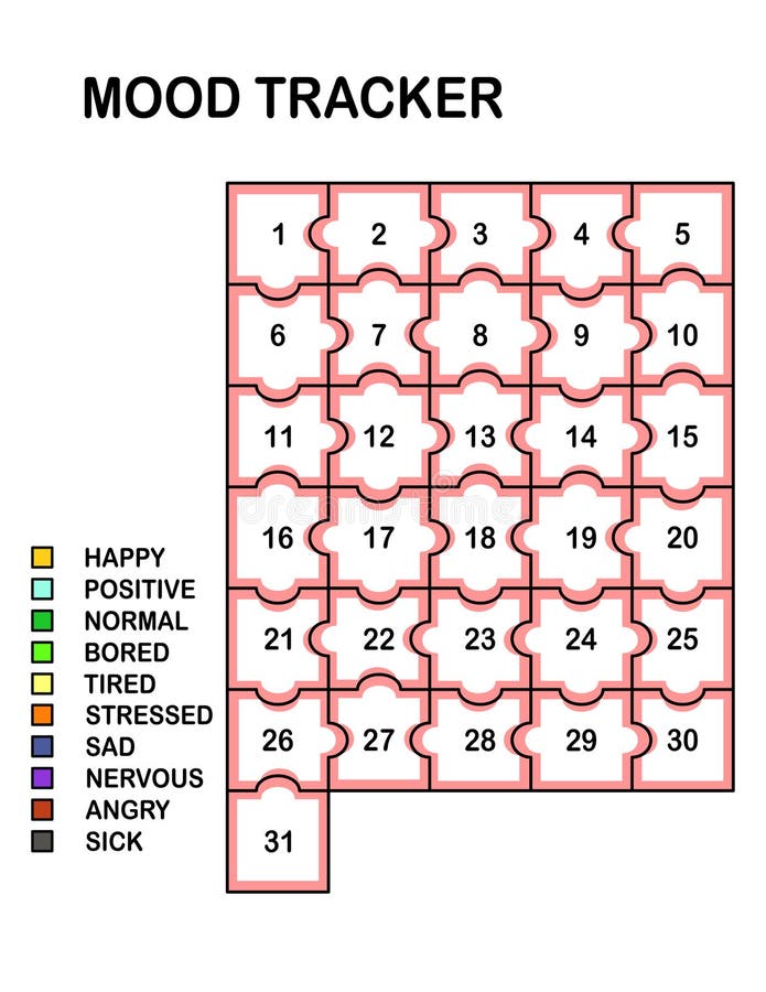 Mood Tracker in Pixels. Calendar Munthly, Yearly, Weekly, Dayly ...