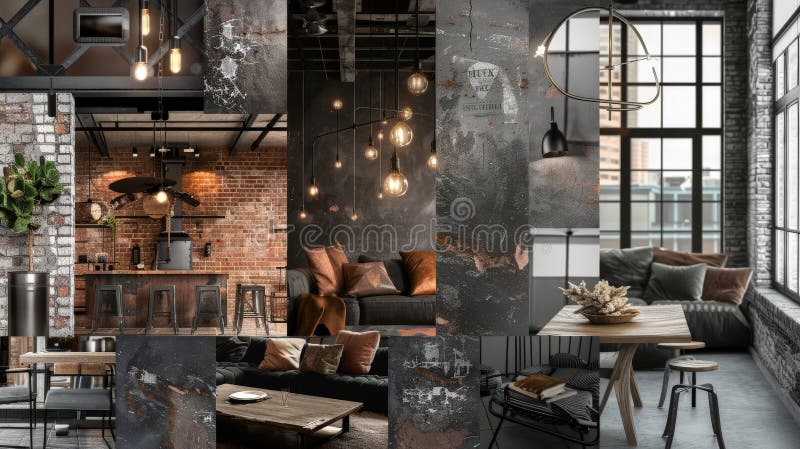 This Moodboard Features a Blend of Rustic and Modern Elements ...
