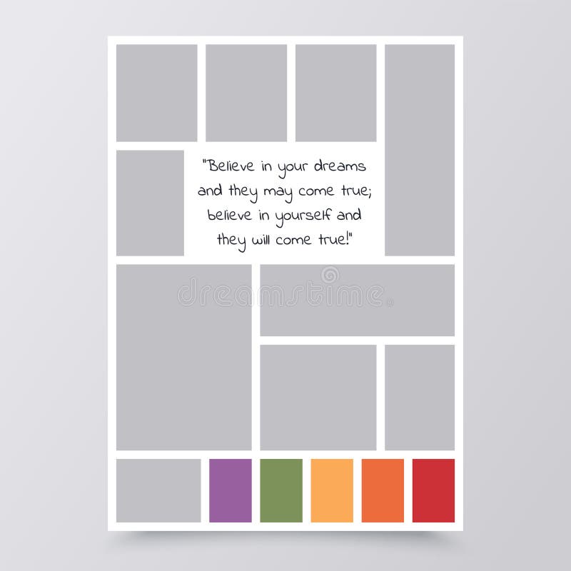 Moodboard Grid Mosaic Photo Collage Layout Abstract Minimalist Blank