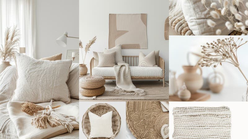 The Moodboard Illustrates a Harmonious Scandinavian Interior with ...