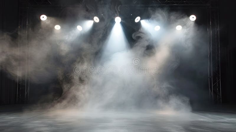Empty Stage Spotlights Fog Ready Performance Presentation Stock Photos ...