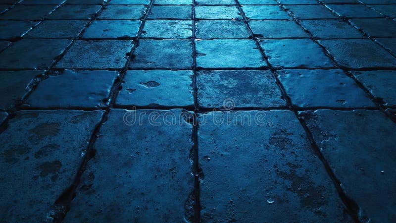 Moody Blue Cobblestone Pathway at Night with Subtle Textures and ...