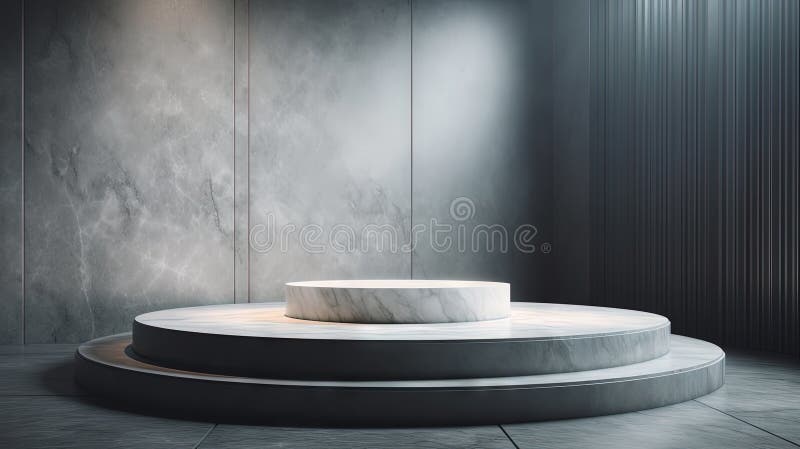 Moody Cinematic Platform in a Subtle Silver Gray Studio Room. Stock ...