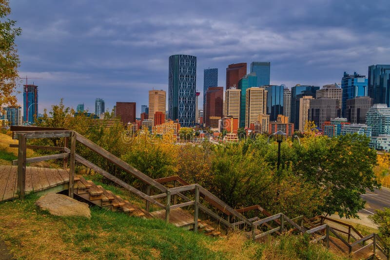Moody Clouds Over Downtown Calgary in the Fall Stock Image - Image of ...