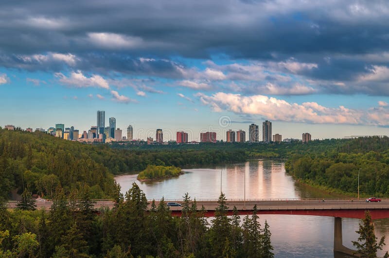 Moody Clouds Over the Edmonton River Valley Stock Image - Image of ...