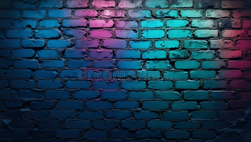 A Moody, Colorful Brick Wall with Bold Gradient and Distressed, Aged ...