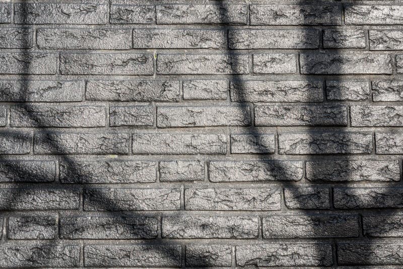 Dark Grey Brick Wall, with the Shadow of a Tree Stock Image - Image of ...