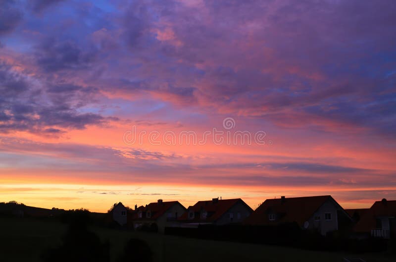 Moody Dark Sunset Sky in a Rural Landscape Stock Photo - Image of ...
