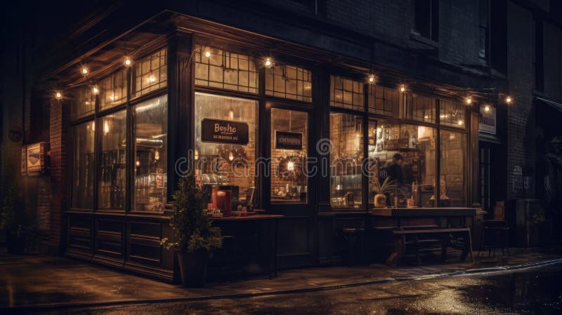 A Moody Digital Photo Manipulation of a Coffee Shop Generative AI Stock ...