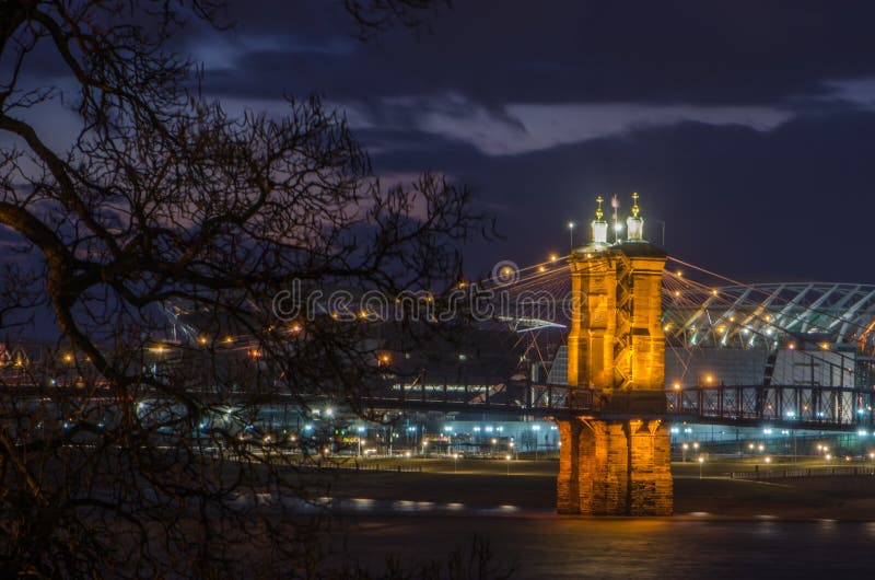 Moody Downtown Cincinnati Ohio Stock Image - Image of brick, ohio ...