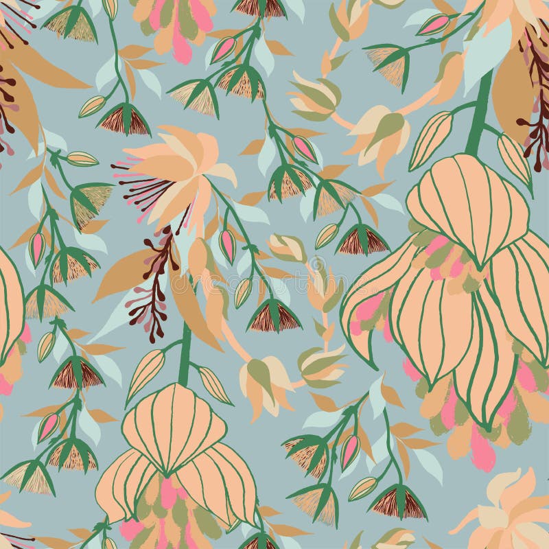 Moody Flowers Seamless Pattern Stock Vector - Illustration of nature ...