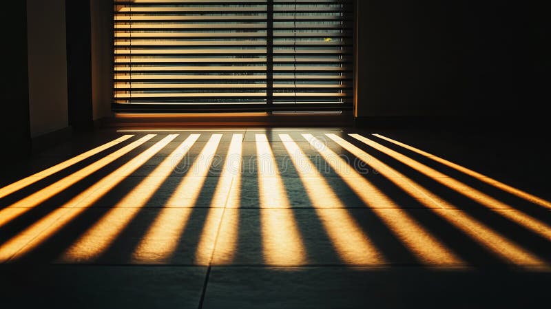 A Moody Industrial Setting with Light Seeping through Blinds, Creating ...