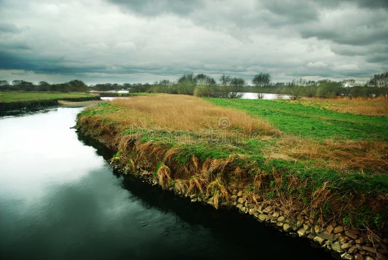 Moody Landscape of the River Tame Stock Photo - Image of winding, coudy ...