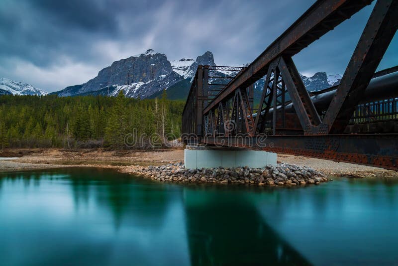 Moody Long Exposure View by the Canmore Engine Bridge Stock Photo ...