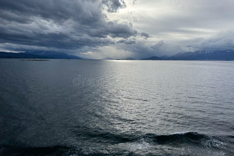 Moody Ocean Horizon with Storm Clouds Stock Image - Image of remote ...