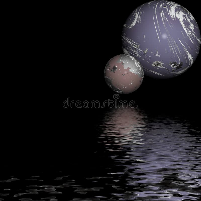 Moody planets over water stock illustration. Illustration of mercury ...