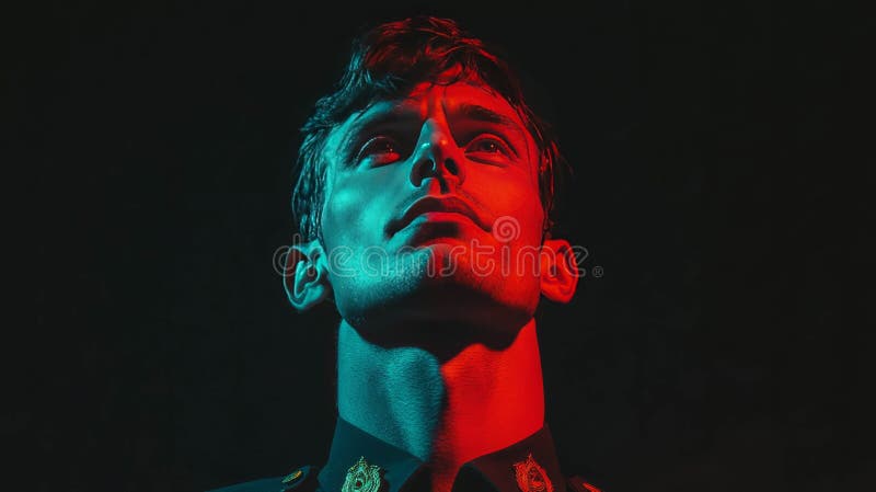 Moody Portrait of a Man with Dramatic Lighting and Serious Expression ...