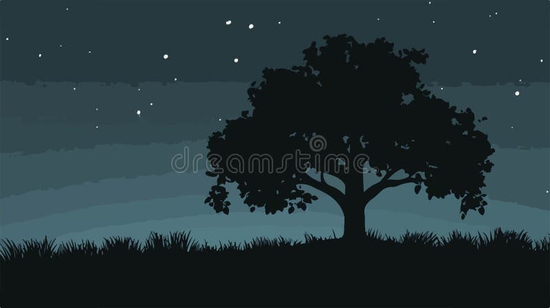Moody Silhouetted Tree Landscape: Dark Nature Scenery Stock ...