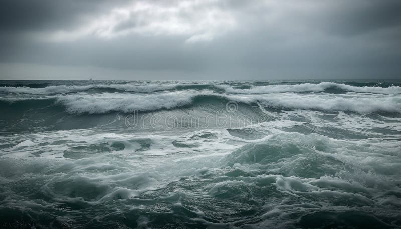 Moody Sky and Storm Cloud Break Rough Wave Generated by AI Stock Photo ...