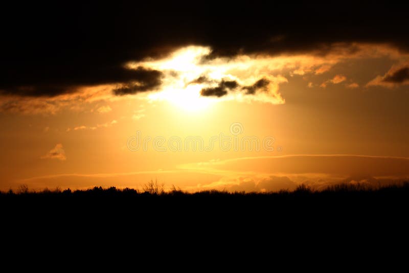 Moody Sunset stock image. Image of moody, grass, silhouette - 12016017
