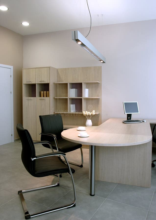 Mooi En Modern Bureau Binnenlands Ontwerp. Stock Afbeelding - Image of ...