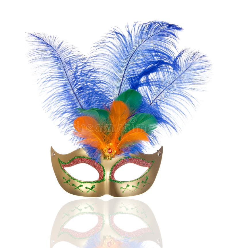 Mooi Gouden Carnaval Masker Met Veren Stock Foto - Image of wijfje ...
