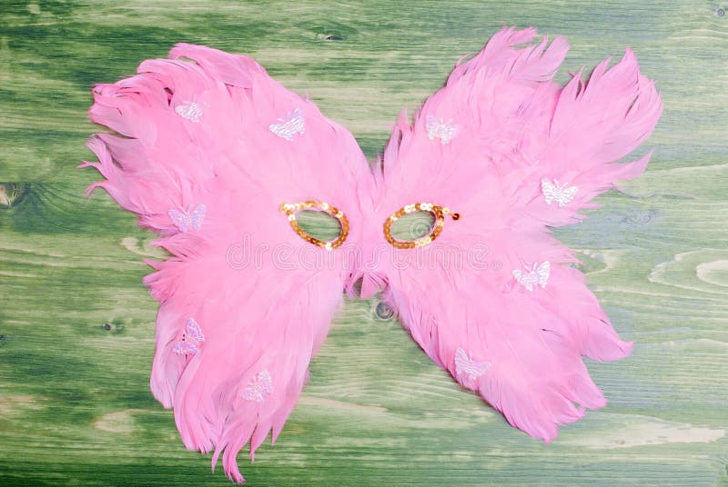 Mooi Masker Van Veren Op Groen Bord Stock Afbeelding - Image of mooi ...