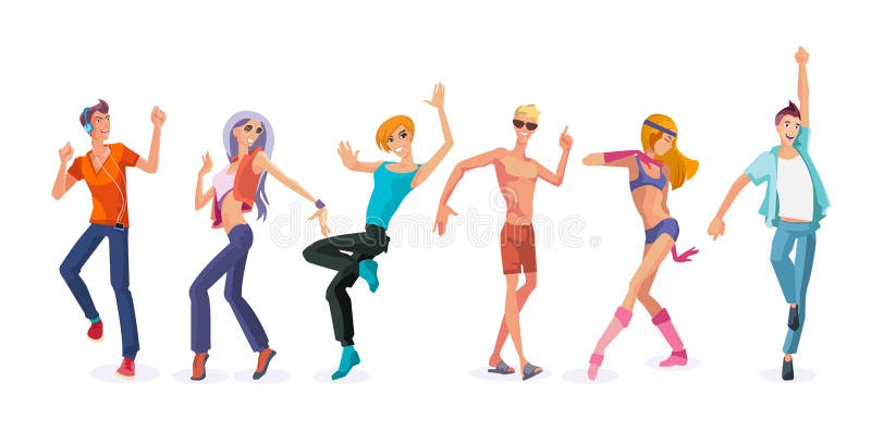 Mooie, Dansende Mensen in Moderne Dansen Met Verschillende Bewegingen ...