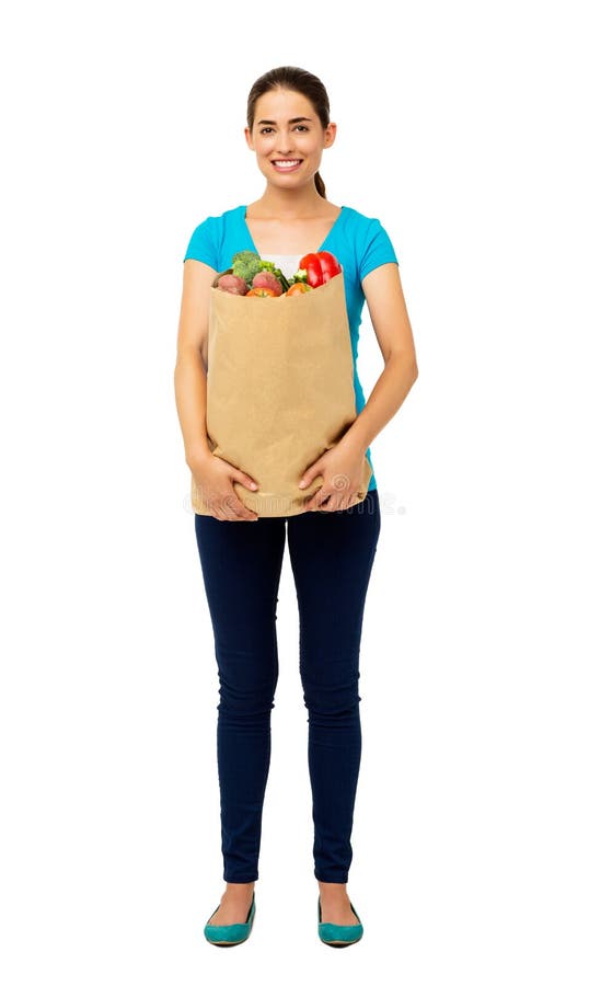 Mooie De Groentenzak Van De Vrouwenholding Stock Foto - Image of ...