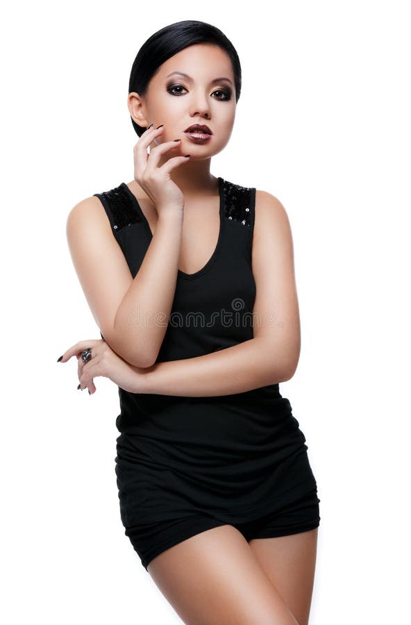 Portret Van Een Mooie Aziatische Vrouw Stock Afbeelding - Image of ...