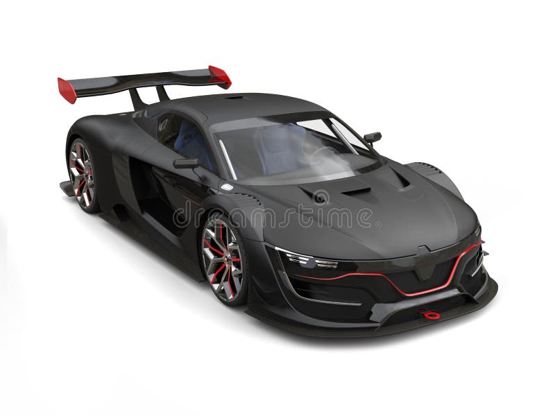 Mooie Steen Zwarte Super Auto Met Rode Details Stock Illustratie ...