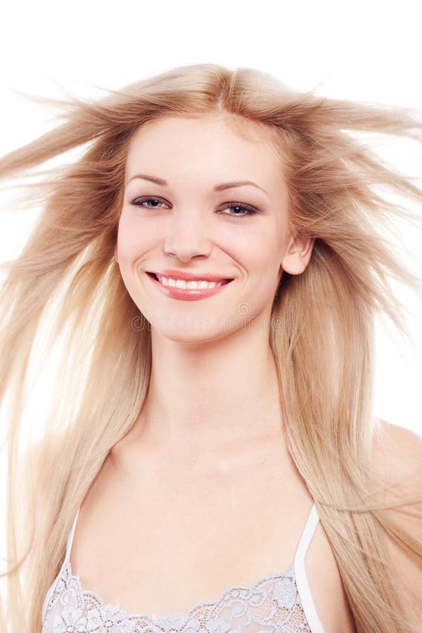 Mooie Vrouw Met Lang Blond Haar Stock Foto - Image of motie, volwassen ...