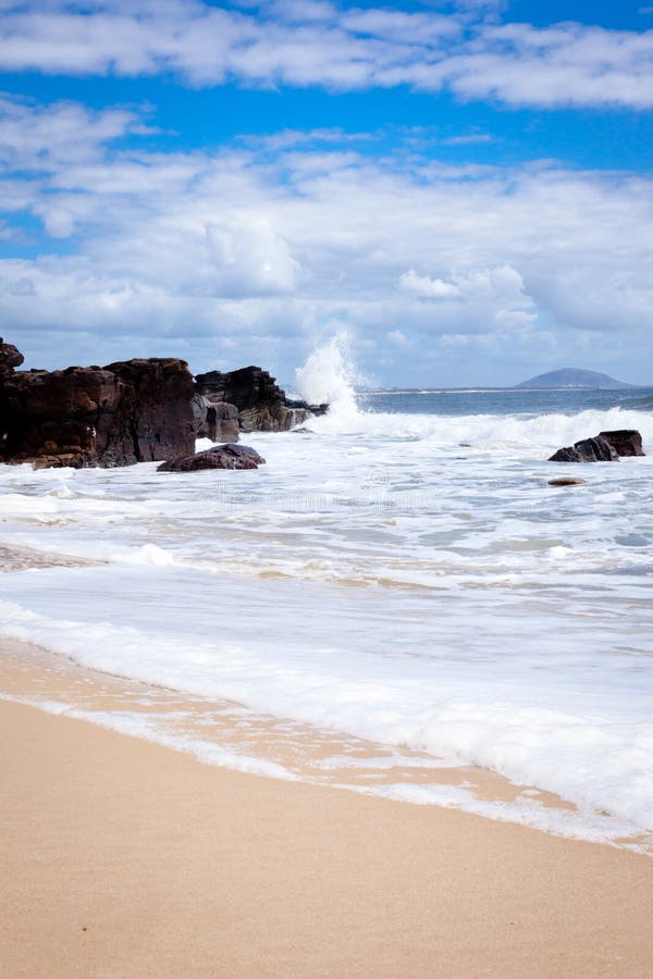 Mooloolaba Beach Surf And Rocks, Queensland, Australia Stock Image ...