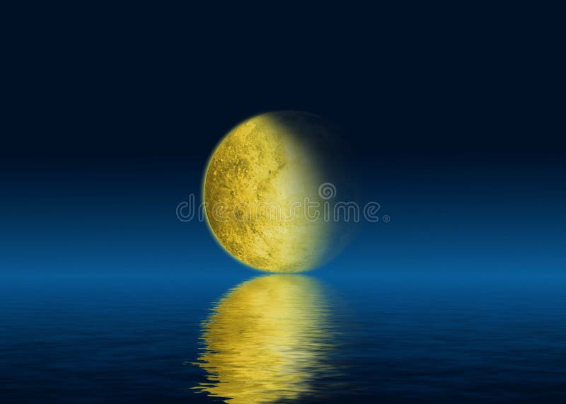 Reflection of the Moon and Stars Stock Illustration - Illustration of ...