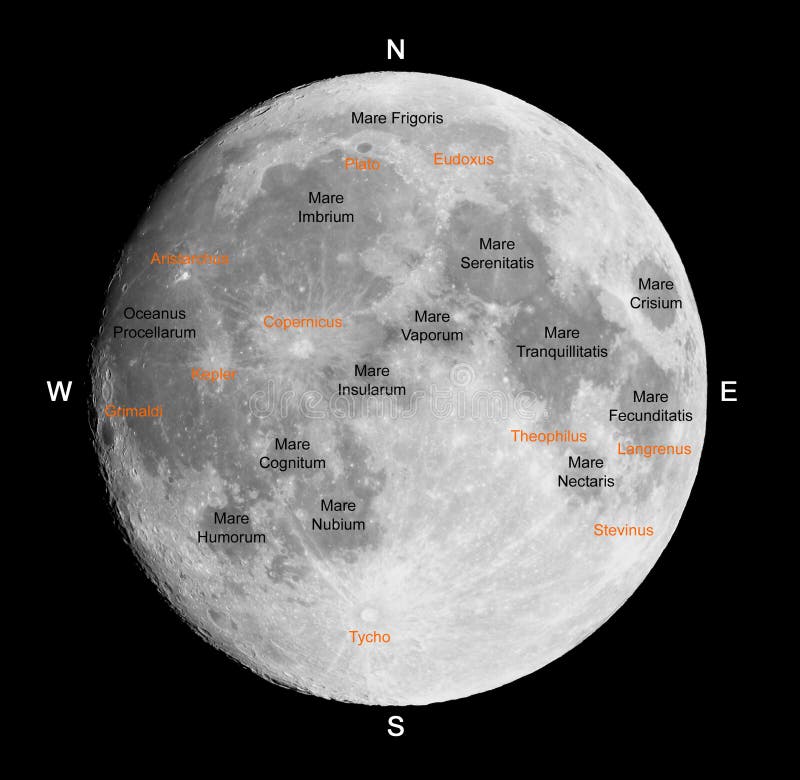 Map of the Moon stock image. Image of nasa, black, astronomy - 11308449