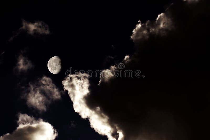 Moon stock image. Image of moon, clouds, landscape, dramatic - 6211953